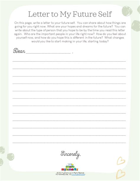 Letter To My Future Self From The Self Esteem Journal For Teens