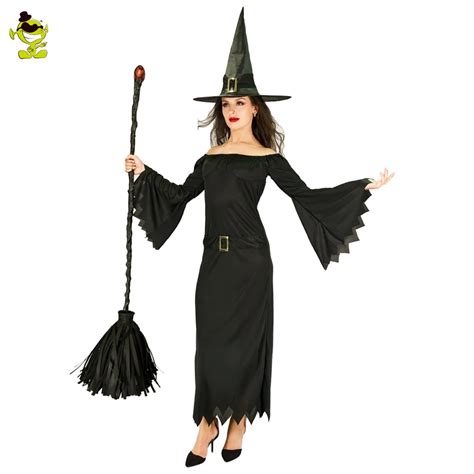 New Adult Witch Woman Costume Halloween Cosplay Black Witch Fancy Dress