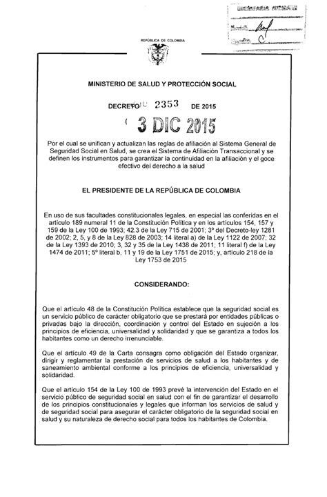 Decreto 2353 de 2015 Guía para resúmenes para solucionar problemas