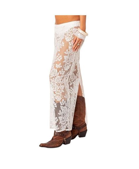 Edikted Womens Bess Sheer Lace Maxi Skirt Macys