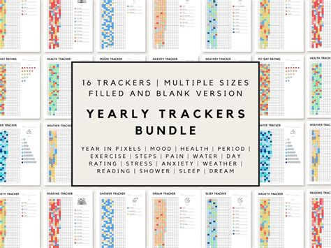 Yearly Tracker Bundle Yearly Tracker Year In Pixels Yearly Habit