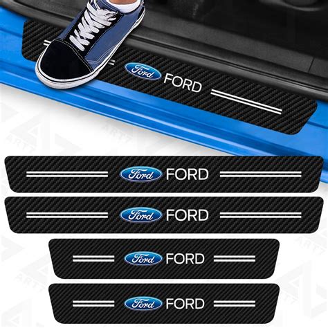Kit 4 Peças Adesivo Soleira de Porta Carro Modelo Ford Proteção Fibra