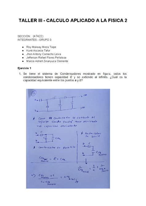 Taller III Calculo Aplicado A LA Fisica 2 Grupo 3 Calculo Para Fisica 1 TALLER III