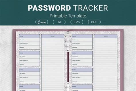 Password Tracker Template Graphic By Jundi · Creative Fabrica