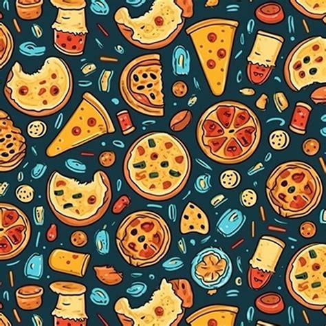 Premium Ai Image Doodle Pizza Pattern