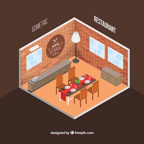 Free Vector Isometric Interior Restaurant