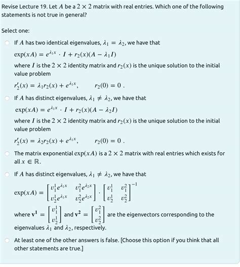 Solved Revise Lecture 19. ﻿Let A ﻿be a 2×2 ﻿matrix with real | Chegg.com