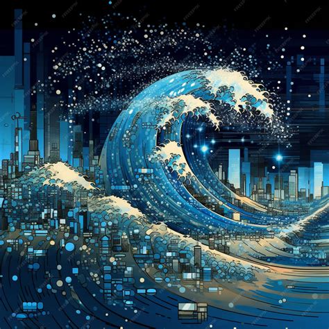Premium Ai Image Data Wave Visualizing The Digital Ocean Of Information
