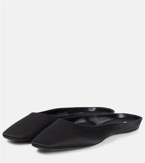 Lido satin crêpe flats in black Saint Laurent Mytheresa