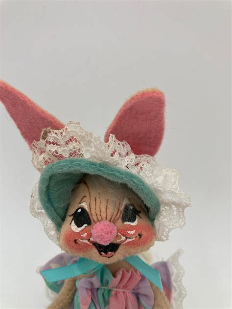 Vintage Annalee Easter Bunny Rabbit Doll W Bonnet And Floral Dress