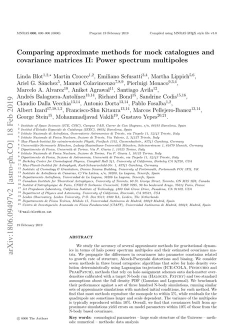 Pdf Comparing Approximate Methods For Mock Catalogues And Covariance Matrices Ii Power