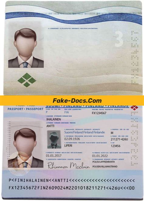 Finland Passport Psd Template Fake Docs Shop