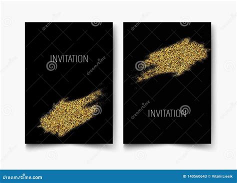 Invitation Template With Gold Glitter Confetti Background Festive