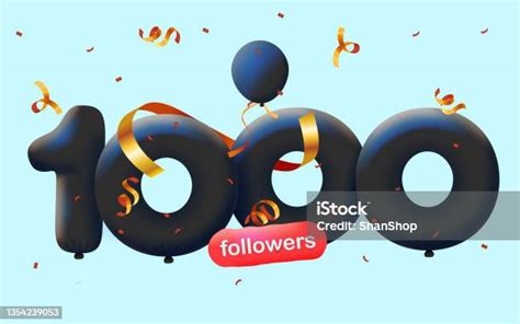 1k 추종자가있는 배너는 3d 검은 풍선과 다채로운 색종이 형태로 감사합니다 소셜 미디어 1000 팔로워 감사 구독자를 축하하는 블로거 좋아요를 위한 벡터 일러스트 3d