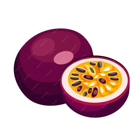 Premium Vector Healthy Passion Fruit With Half On White Background
