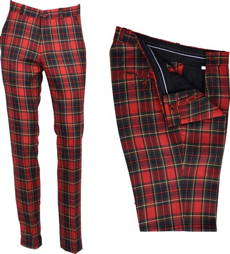 Retro Seventy2 Men S Classic Retro Sta Press Slim Fit Flat Fronted Red