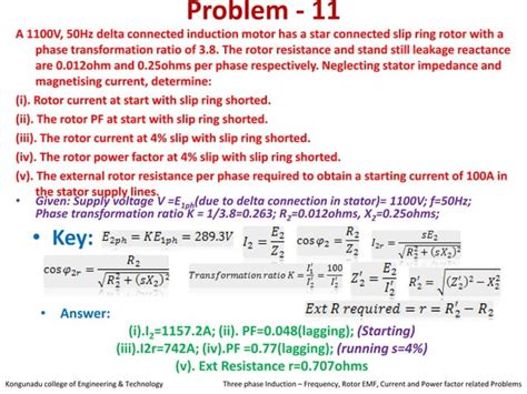 Phase Induction Motor Frequency Of Induced Emf Current And Power Factor Problems PPTX