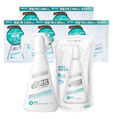 스카트 섬유탈취제 쿨민트380ml 리필330ml X5 티몬