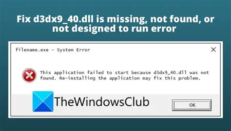 Fix D Dx Dll Is Missing Not Found Or Not Designed To Run Error