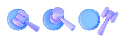 白い背景に分離された3d青い裁判官の小槌の上面図アイコンオークションハンマーと法と判決の概念のレンダリング3 D 漫画のシンプルなベクトル