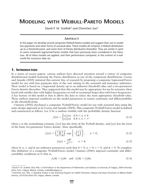 Pdf Modeling With Weibull Pareto Models