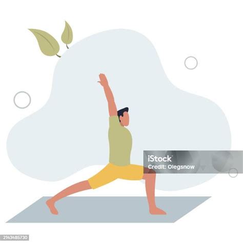 요가 자세에서 몸을 스트레칭 만화 캐릭터 하는 아사나 그림과 Matpilates 및 스포츠 Workoutflat 벡터 일러스트 레이 션 건강한 생활방식에 대한 스톡 벡터