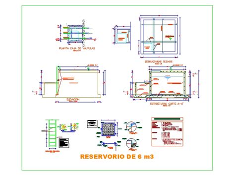 Reservatório suportado de m³ em AutoCAD CAD KB Bibliocad