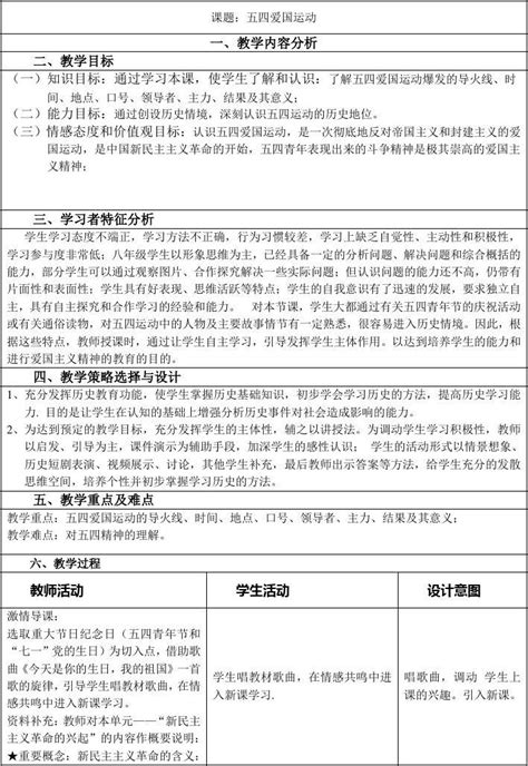 课题五四爱国运动word文档在线阅读与下载免费文档