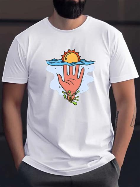 Creative Graphic Print Tee Shirt Tees Men Casual Short Temu New Zealand