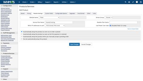 Plesk Apps And Integrations WHMCS