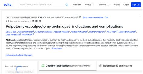 Pulpotomy Vs Pulpectomy Techniques Indications And Complications [scite Report]