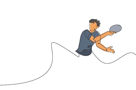 Premium Vector One Single Line Drawing Of A Young Energetic Man Table