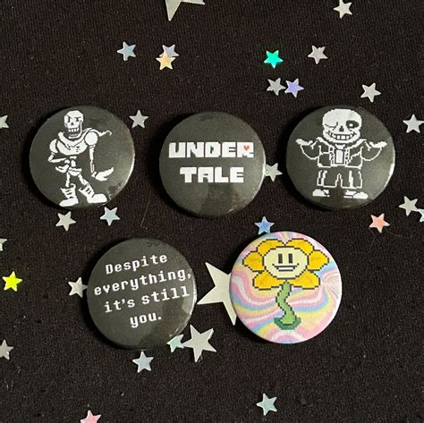 Undertale Pin Badge Set Set Of Undertale Gaming Pinback Etsy