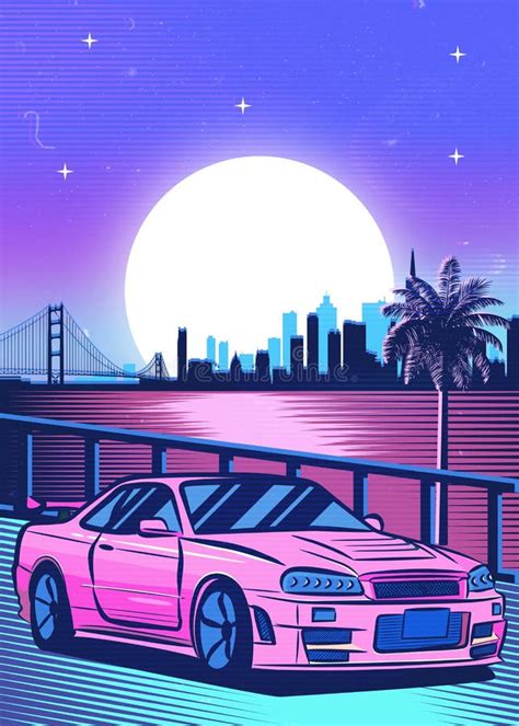 Retro Synthwave Car Stock Illustrations 865 Retro Synthwave Car Stock