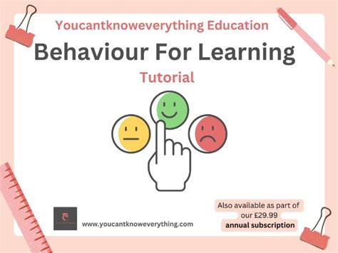 Behaviour For Learning Tutorial Assembly Teaching Resources