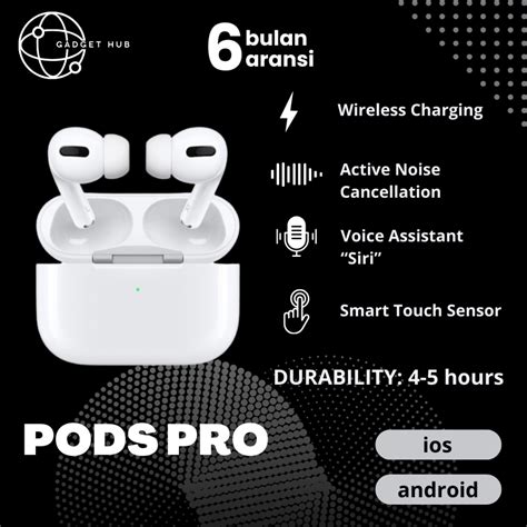 Jual Pods Pro Bluetooth Wireless With Wireless Charging Case Brand New Garansi Bulan TWS