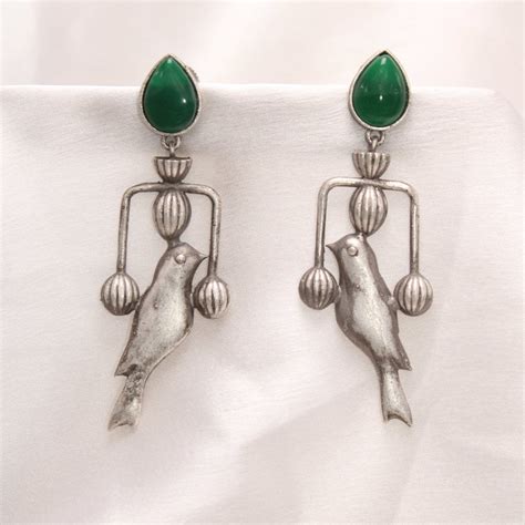 Amber Bird Dangler Green Navraee By Jaipur Jewels Shop