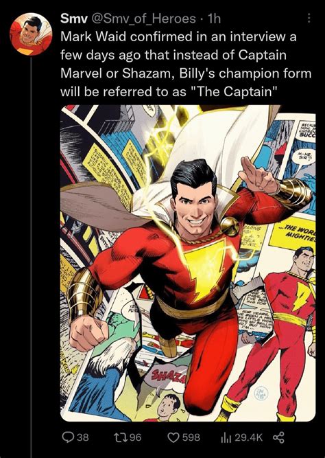 Mark Waid Confirms Shazam Rename To The Captain R Shazam