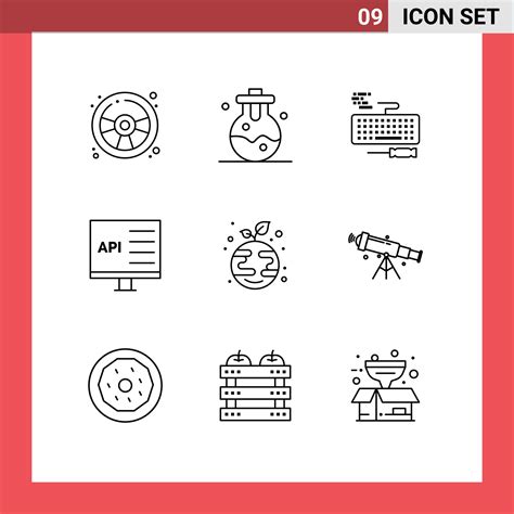 Group Of 9 Outlines Signs And Symbols For Growth Development Keyboard