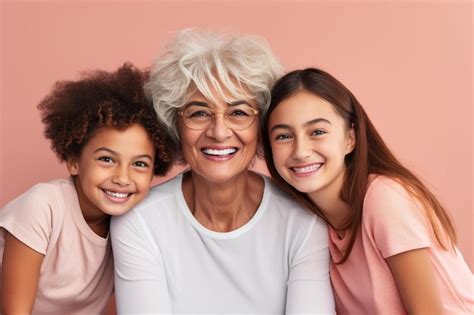 Premium Photo A Mother And Her Daughters Pose For A Photo
