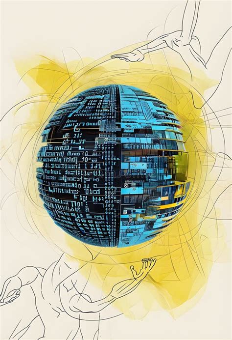 Illustration Of An Abstract Rotating Digital Sphere With Resembling