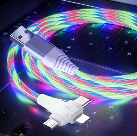 3 In 1 Multi Usb Universal Flowing Led Light Up Phone Charge Cableios
