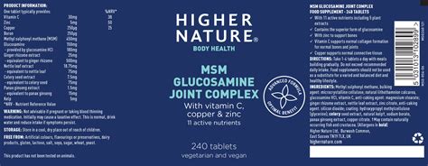 Msm Glucosamine Joint Complex 90 Tablets Higher Nature