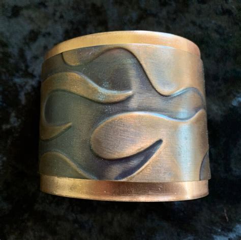 Flame Fire Copper Cuff Handmade Artisan Art Jewelry Bracelet Etsy
