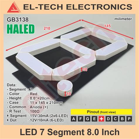 Jual Led Display 7 Seven Segment Anoda Red Merah 1 Digit 8 Inch Haled Kota Surabaya
