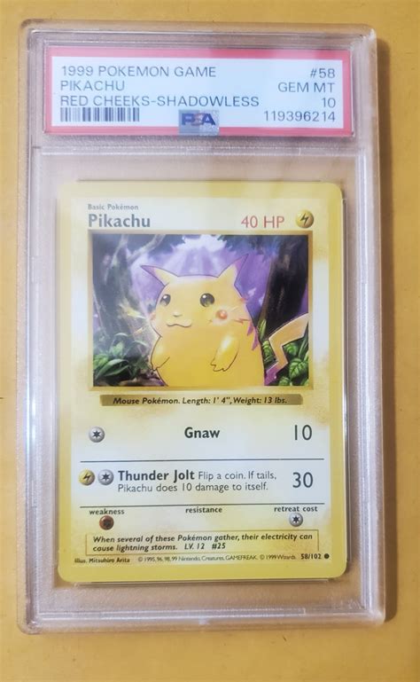 Pikachu 1999 Pokemon Game 58 Shadowless Red Cheeks Price Guide Sports Card Investor