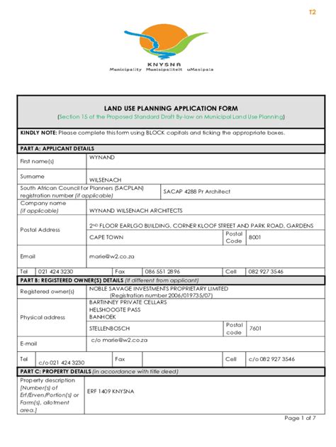 Fillable Online T2 Municipal Land Use Application Formcompleted Fax
