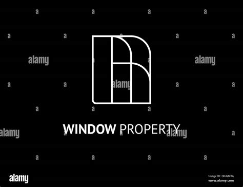 Window Property Logo Template Line Drawing Minimalist Geometric Design Isolated On Black