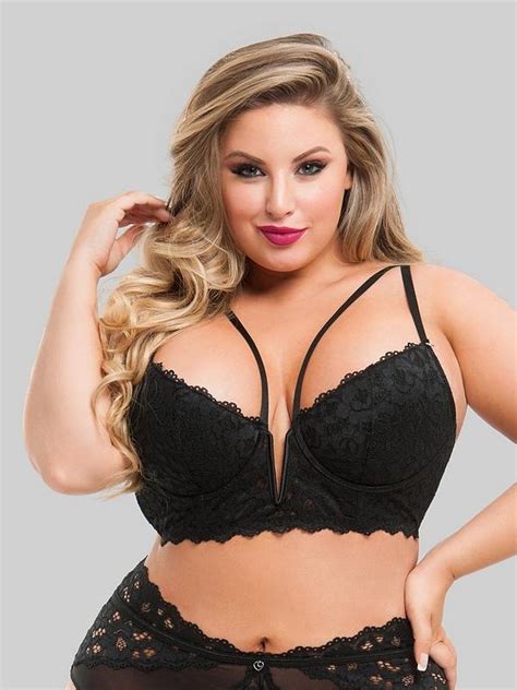 Lovehoney Plus Size Parisienne Black Lace Plunge Longline Bra Set Very