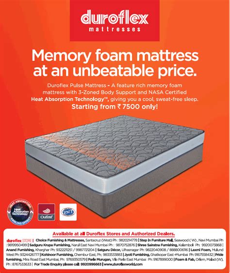 Duroflex Memory Foam Mattress At Unbeatable Price Ad Advert Gallery